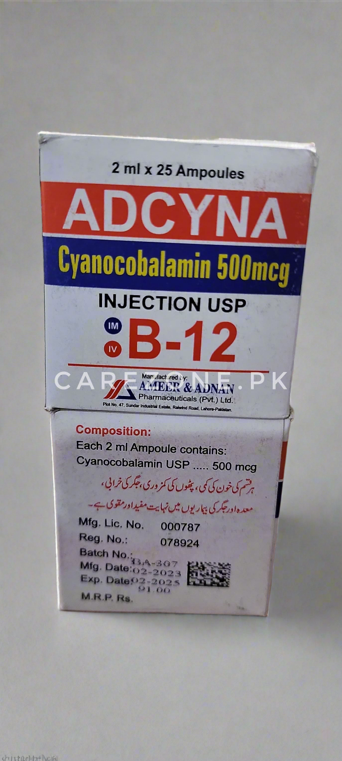 B-12 Adcyna Cyanocobalamin 500mcg Injection – Carezone.pk(One-stop ...