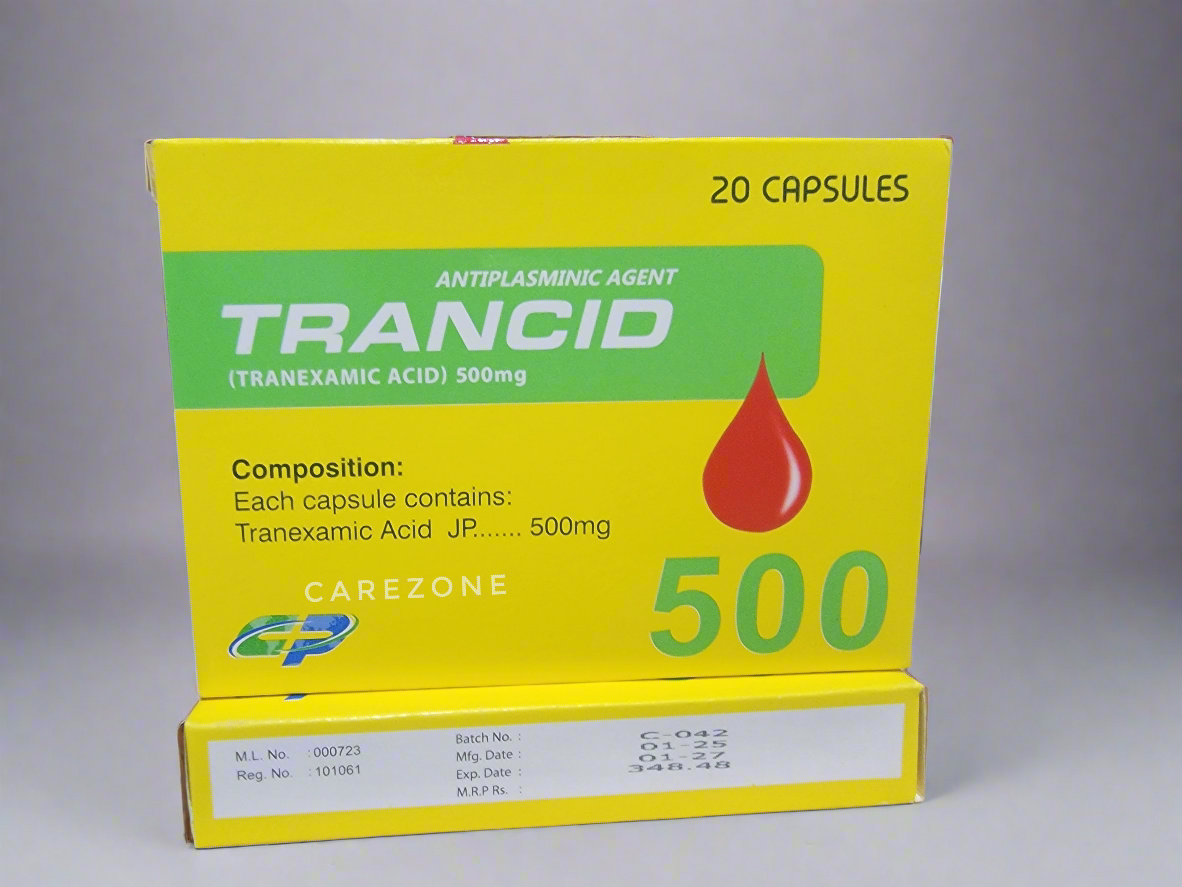 Trancid capsule (Tranexamic Acid) 500mg – 20 Capsules – Carezone.pk(One ...