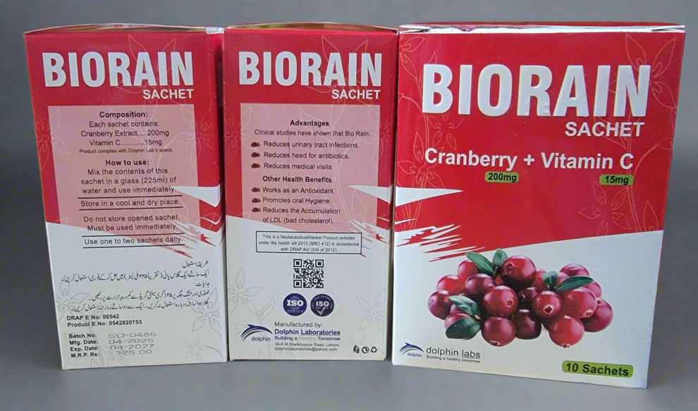 Biorain Sachet (Cranberry Extract 200mg + Vitamin C 15mg) | 10 Sachets ...