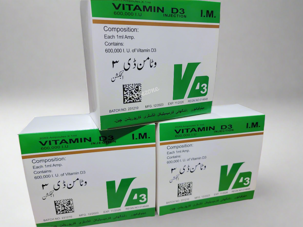 Vitamin D3 china Injection 600000 I.U-(5 ampoules per Box)- 6 lac i.u ...